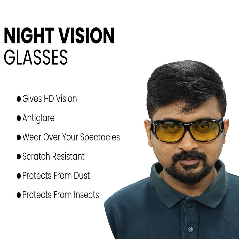 Day & Night HD Vision Wrap Around Goggles + Free Golden Digital Watch ...